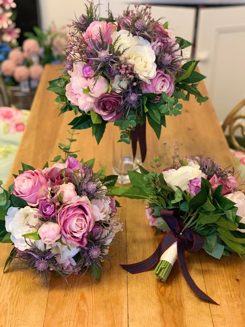 Natalie Artificial Flower Bridal Bouquet Silk Peony Rose - Etsy