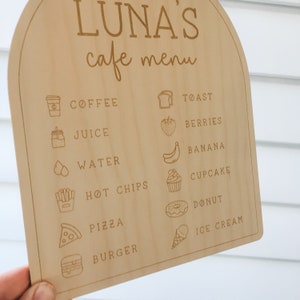Personalised Play Kitchen Menu With Stand, Kids Cafe Sign, Kids Cafe ...