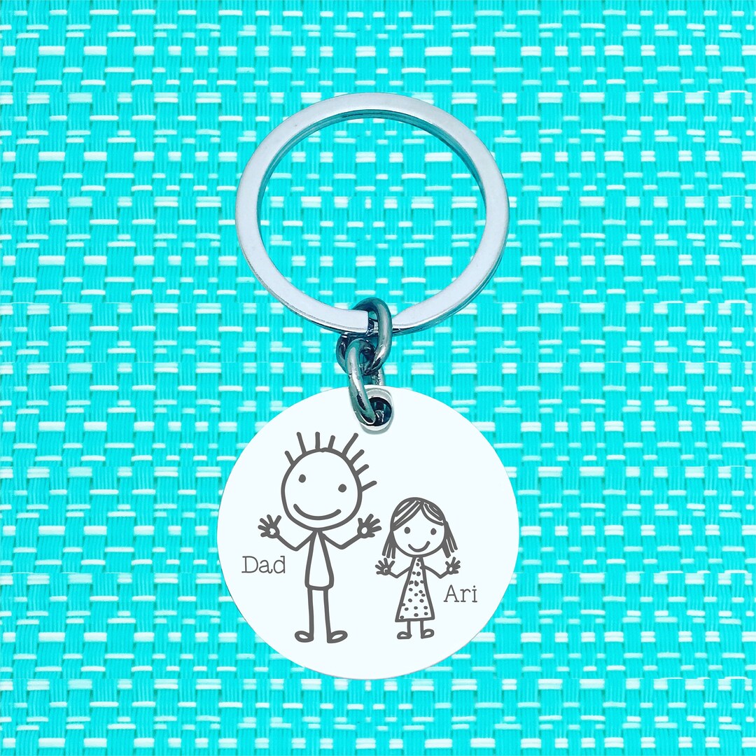 Custom Kids Drawing Keyring Keychain, Childs Drawing Keepsake, Actual ...