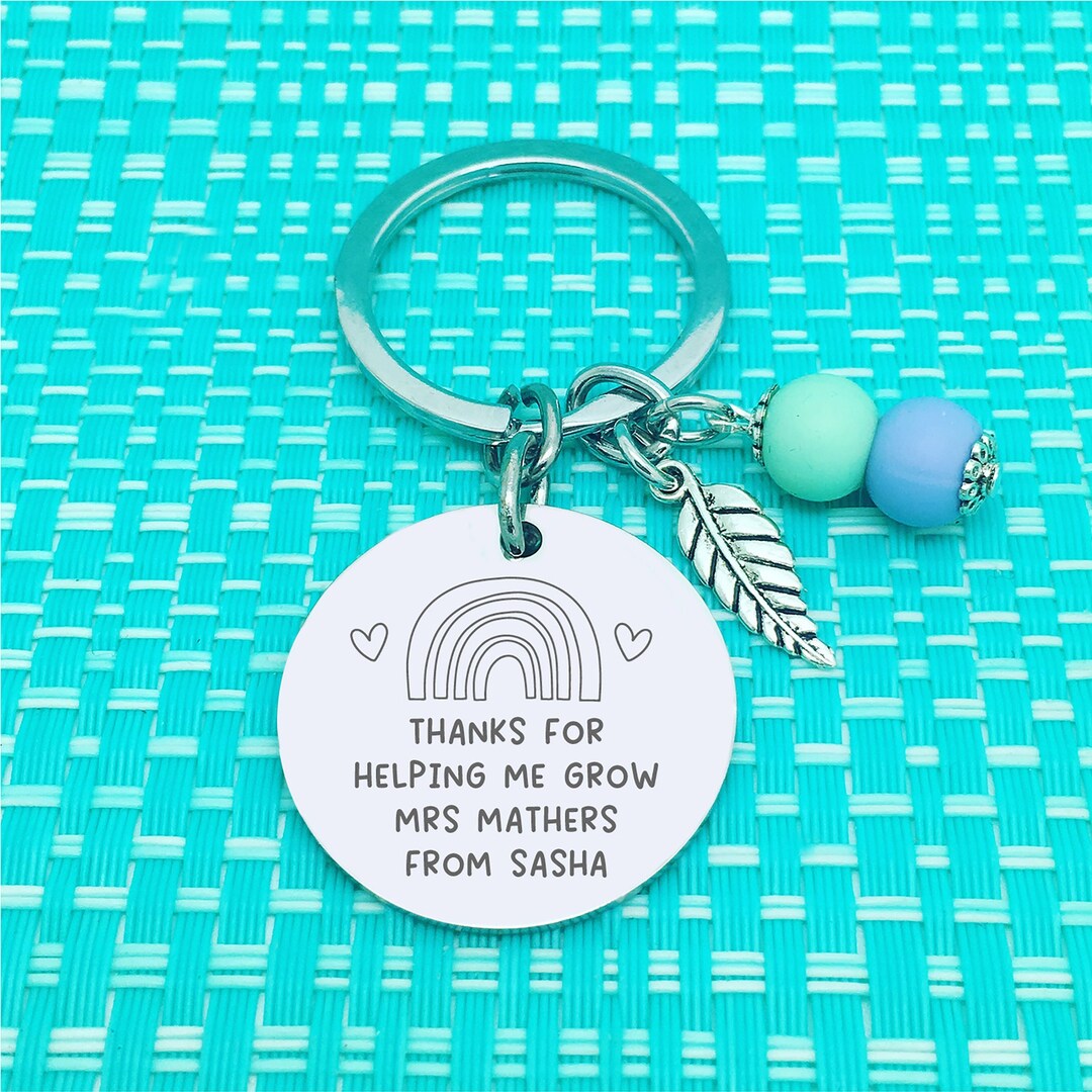 Thanks for Helping Me Grow Keychain, Teacher Gift Idea, Personalized ...