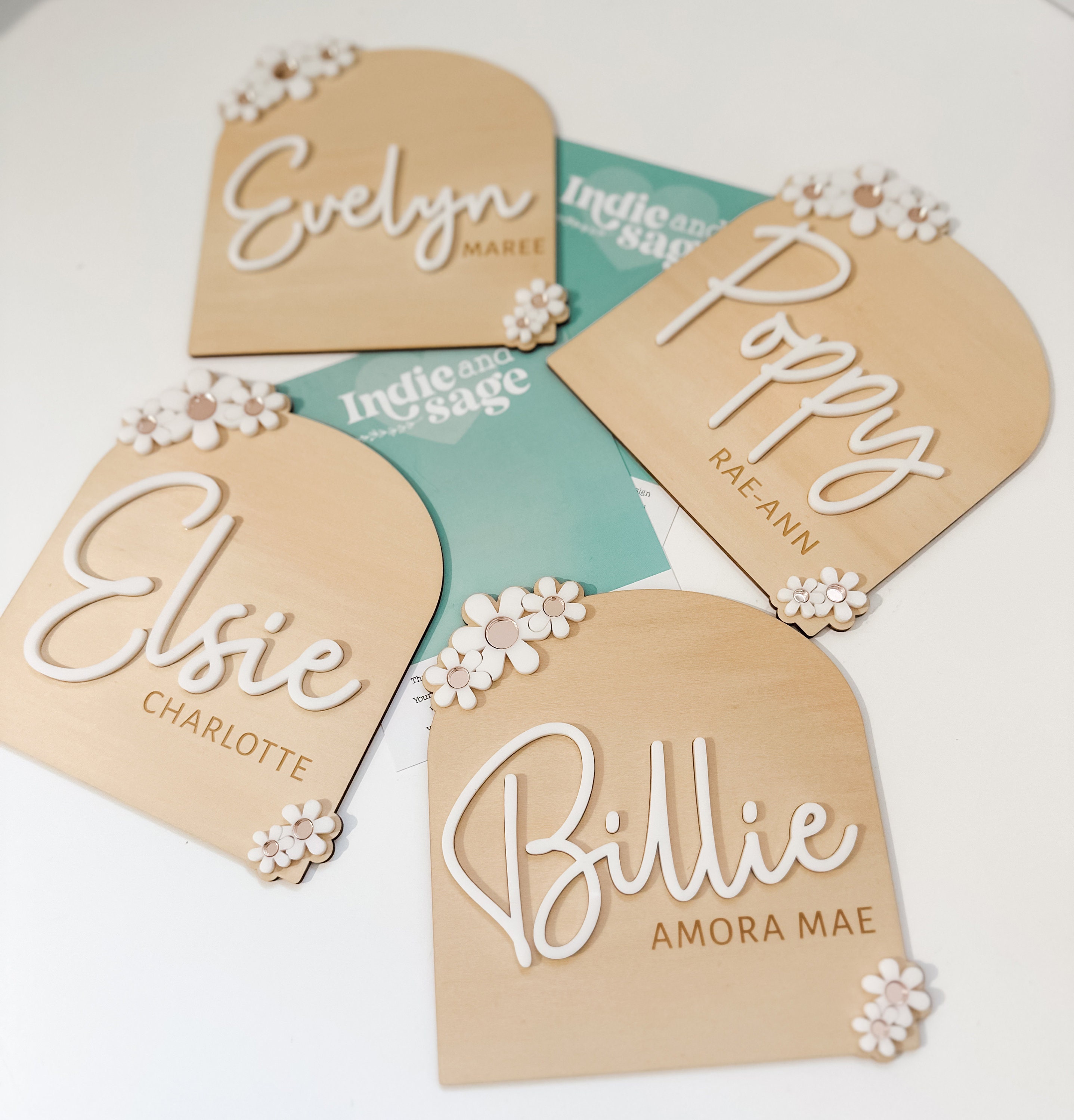 Newborn Announcement Plaque, Wooden Acrylic Name Plaque, Birth ...