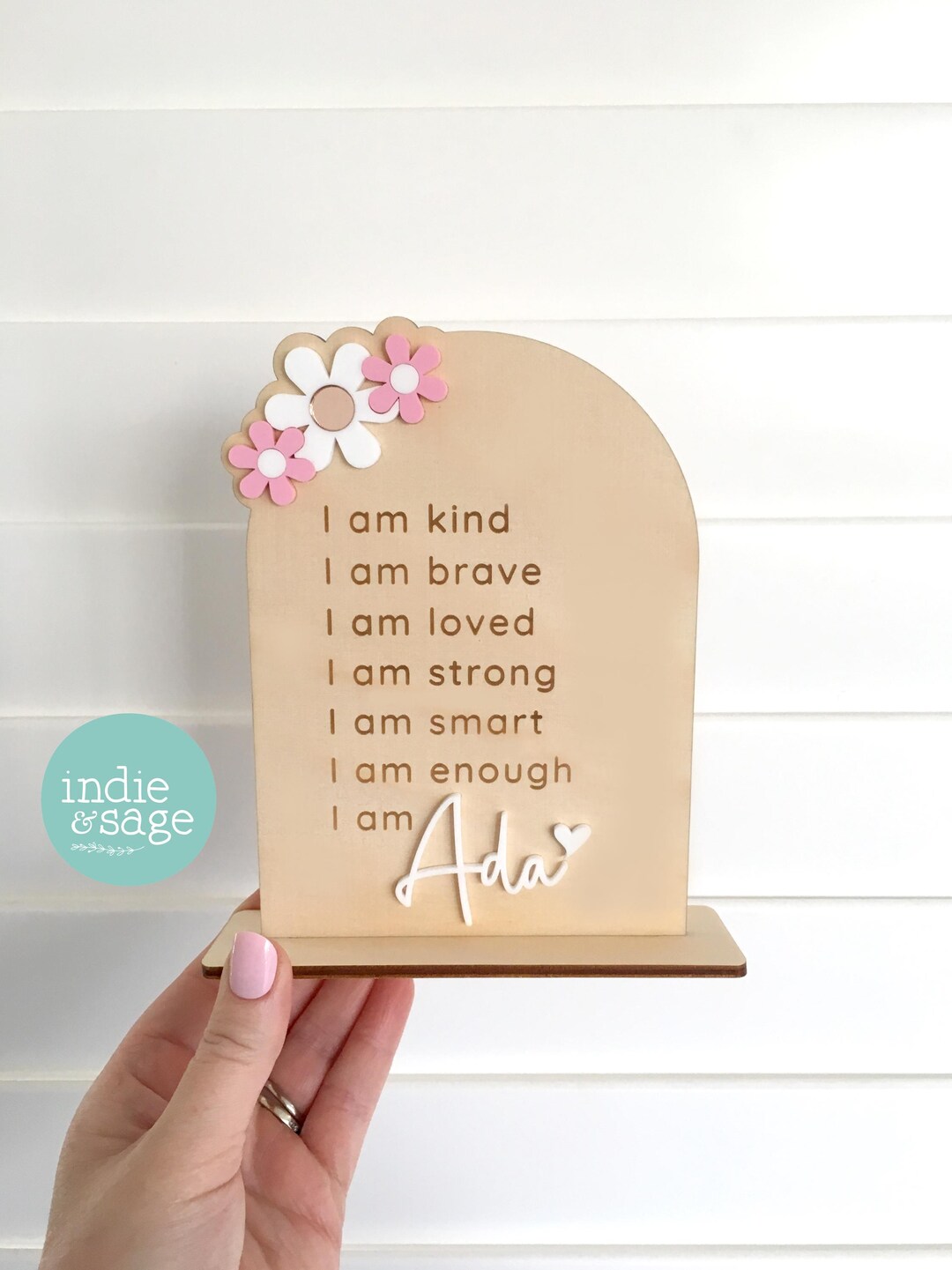 Personalised Affirmation Plaque With Stand - Floral Daily Affirmation ...