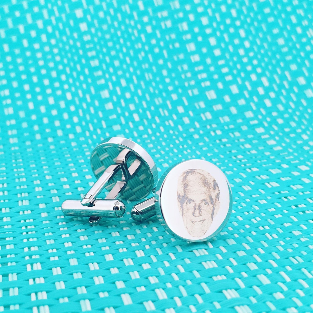 Custom Silver Engraved Photo Memorial Cufflinks, Photo Cufflinks ...