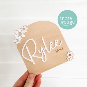 Newborn Announcement Plaque, Wooden Acrylic Name Plaque, Birth ...
