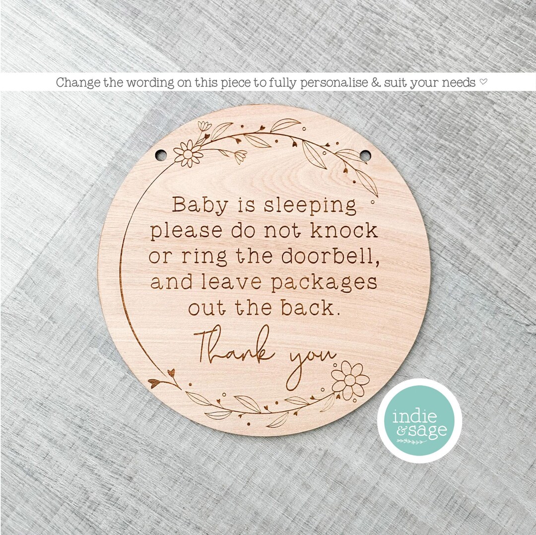 Personalised Baby Sleeping Sign change the Wording, Do Not Knock Sign ...