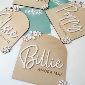 Newborn Announcement Plaque, Wooden Acrylic Name Plaque, Birth ...