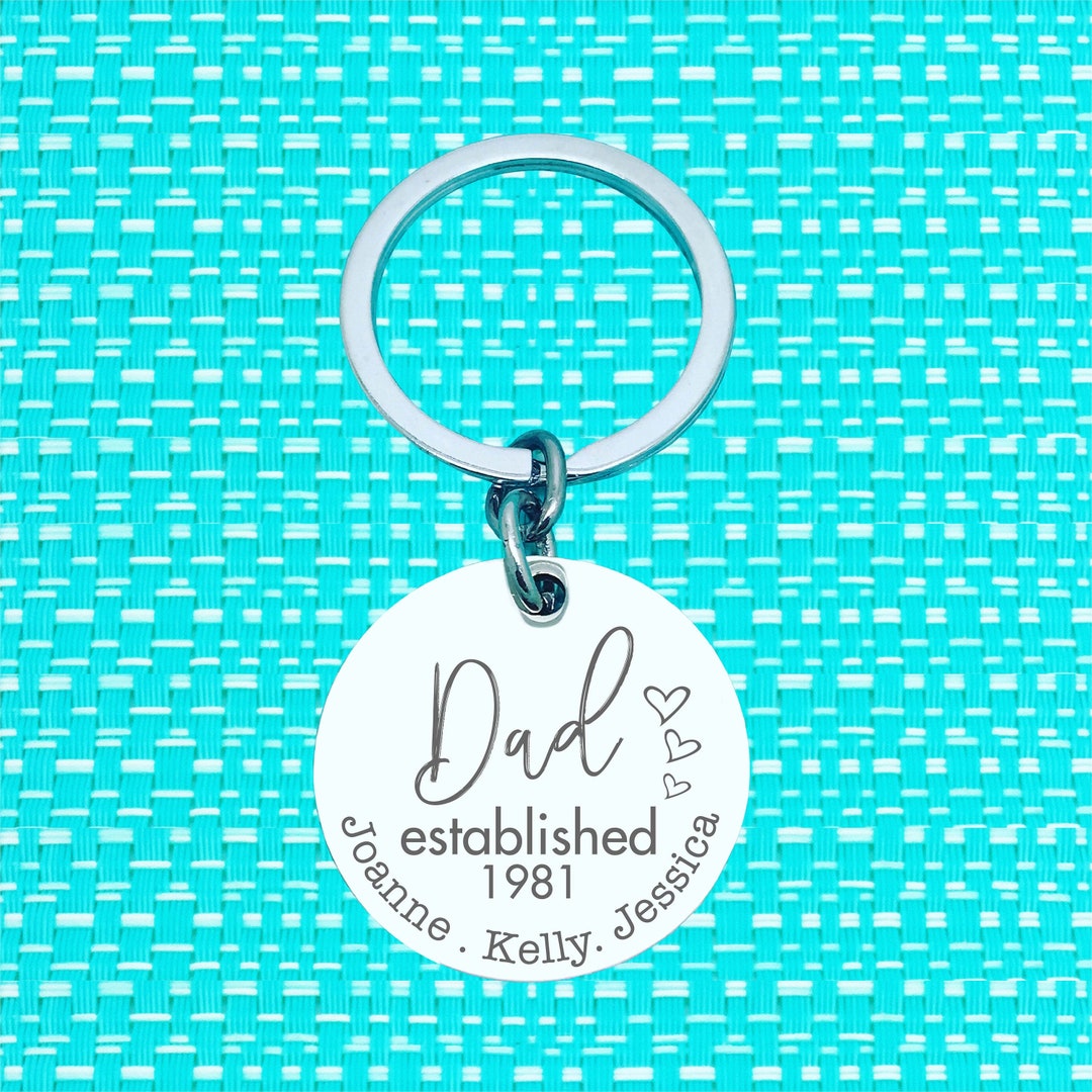 Personalised Dad Gift, Dad Established, Personalised Keyring, Dad ...