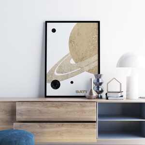 Saturn Poster With Marble Textures, Planets Poster Series, Universe ...