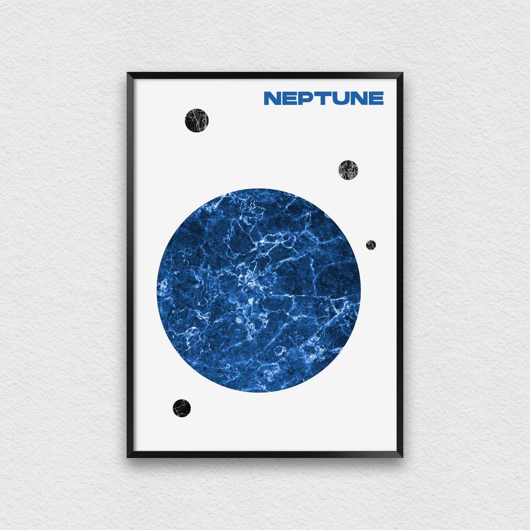 Neptune Poster, Marble Texture Solar System Print, Outer Space ...