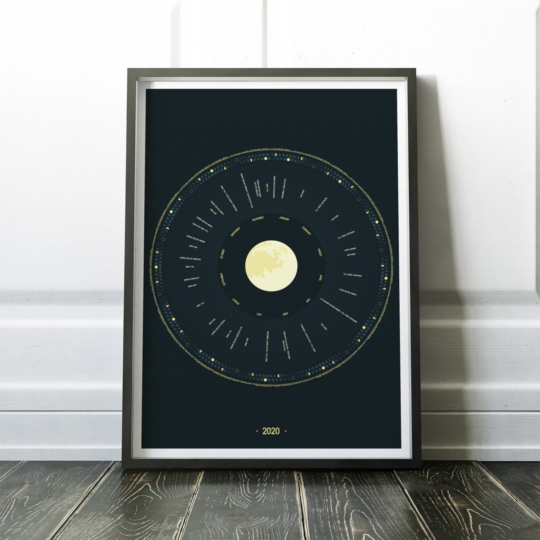 Circular Moon Calendar for 2020 Astronomy Calendar 2020 - Etsy