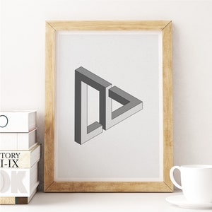 Impossible Triangle Print, Comic Style Penrose Triangle Poster, Sacred ...