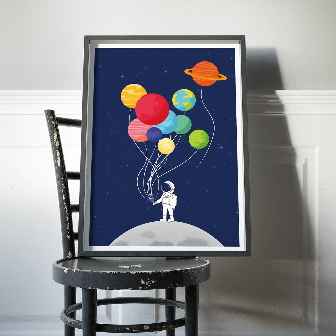 Solar System Poster With Astronaut Boy Space Themed Nursery - Etsy