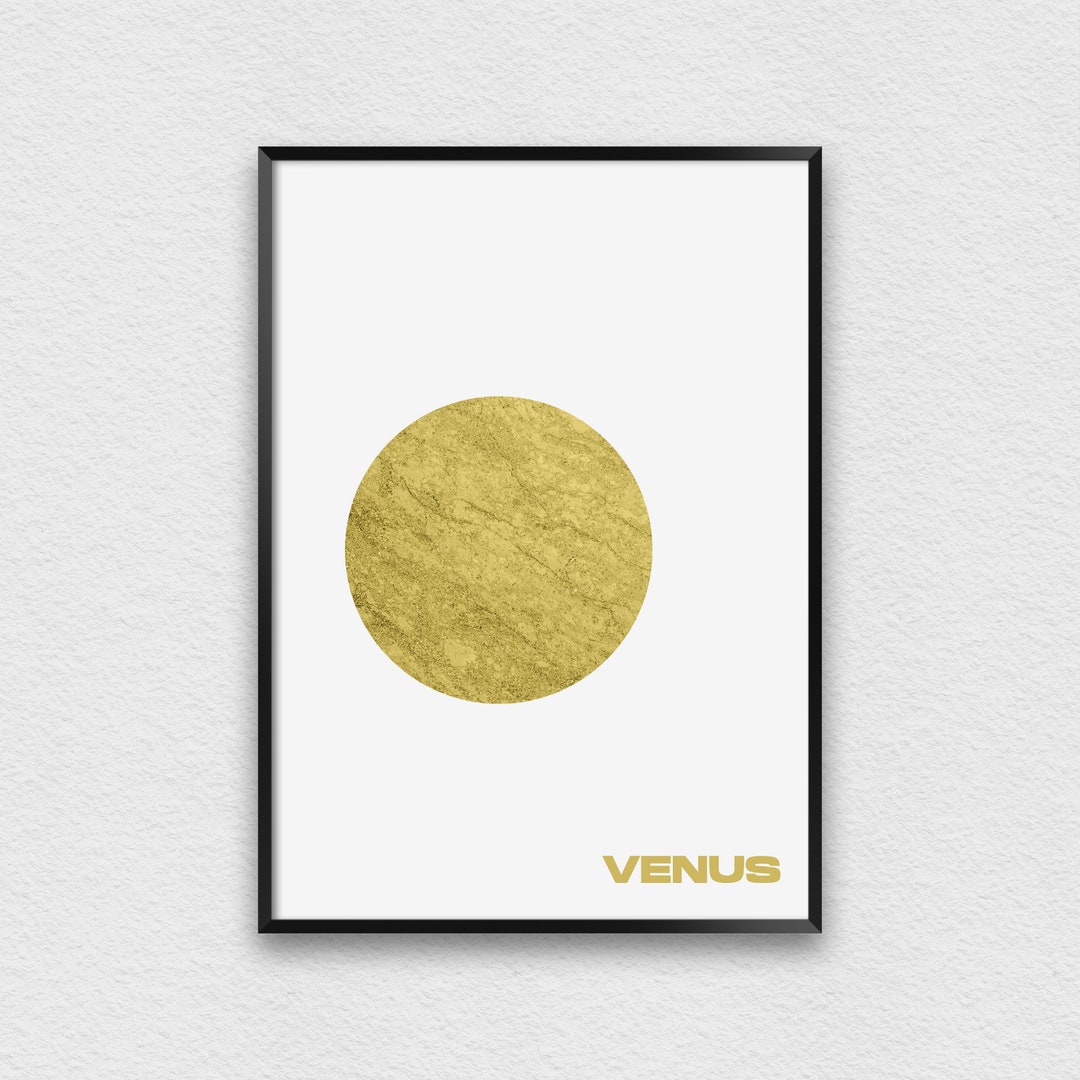 Venus Print With Marble Texture, Solar System Themed Nursery Decoration ...