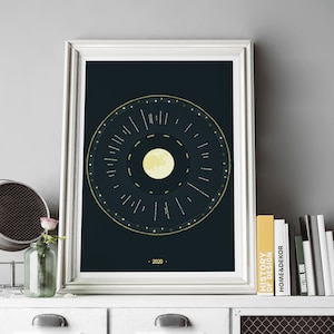 Circular Moon Calendar for 2020 Astronomy Calendar 2020 - Etsy