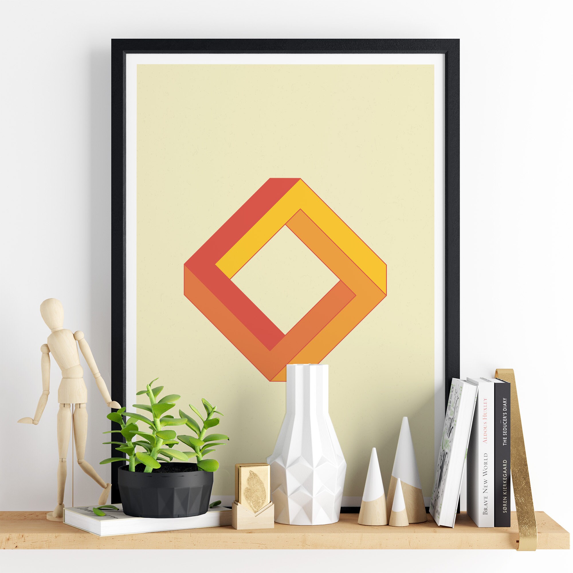 Monochrome Penrose Square Print Optical Illusion Print - Etsy