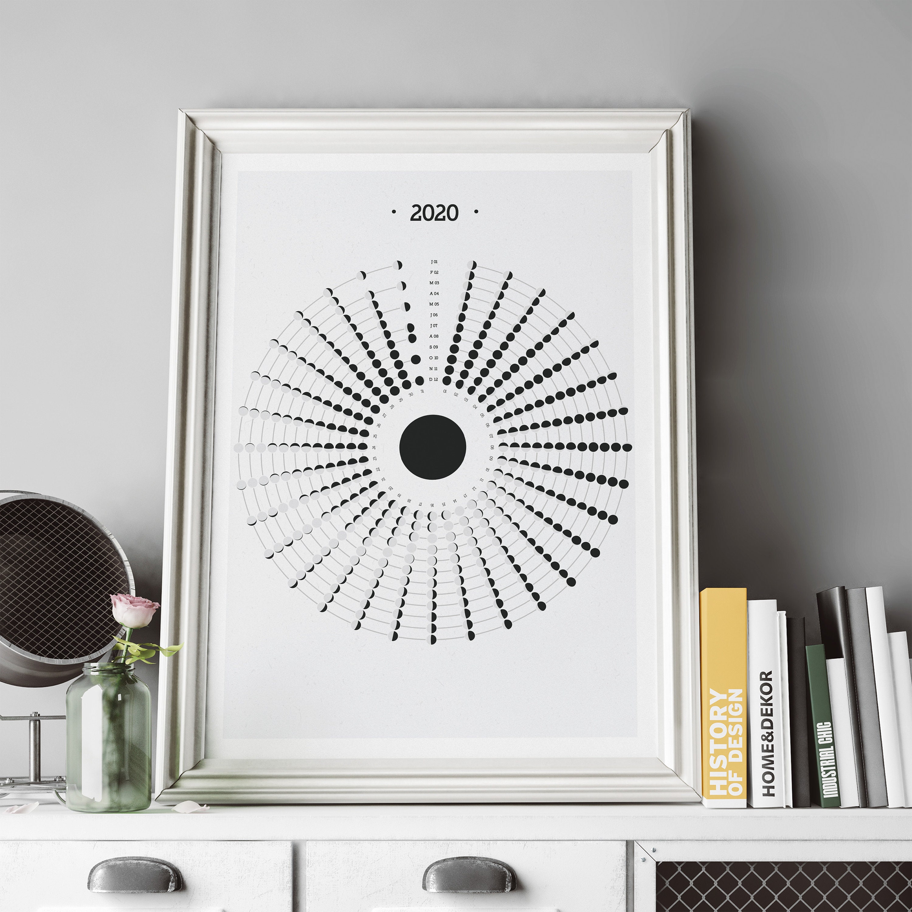 2020 Calendar Circular Moon Calendar 2020 2020 Wall - Etsy