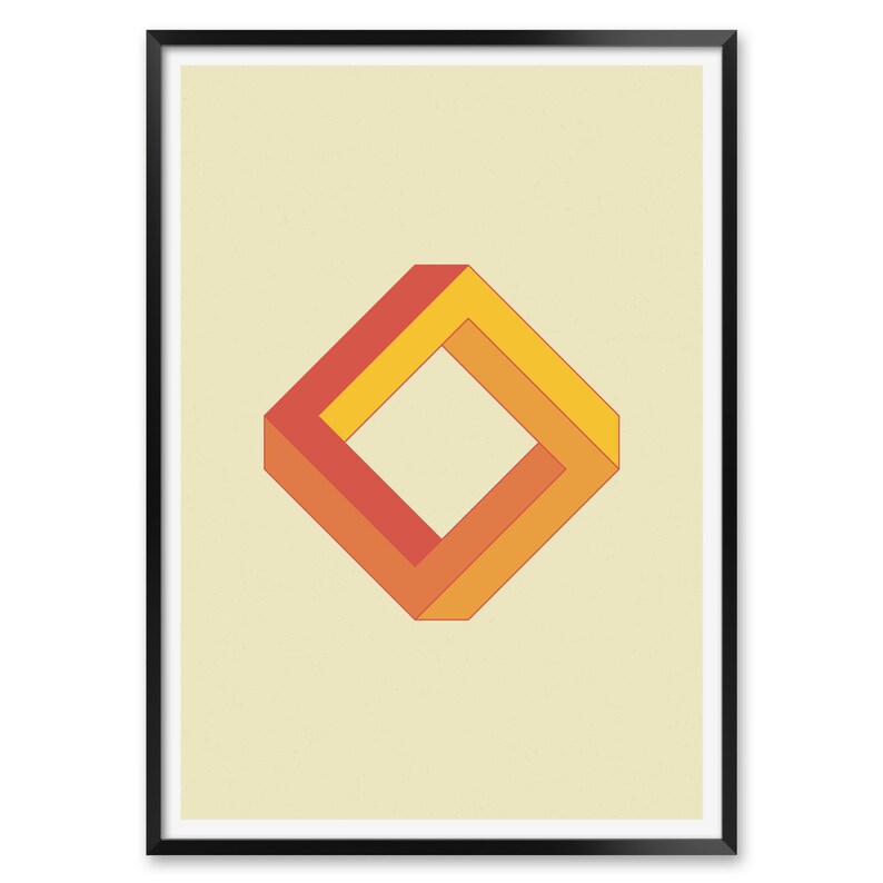 Monochrome Penrose Square Print Optical Illusion Print - Etsy