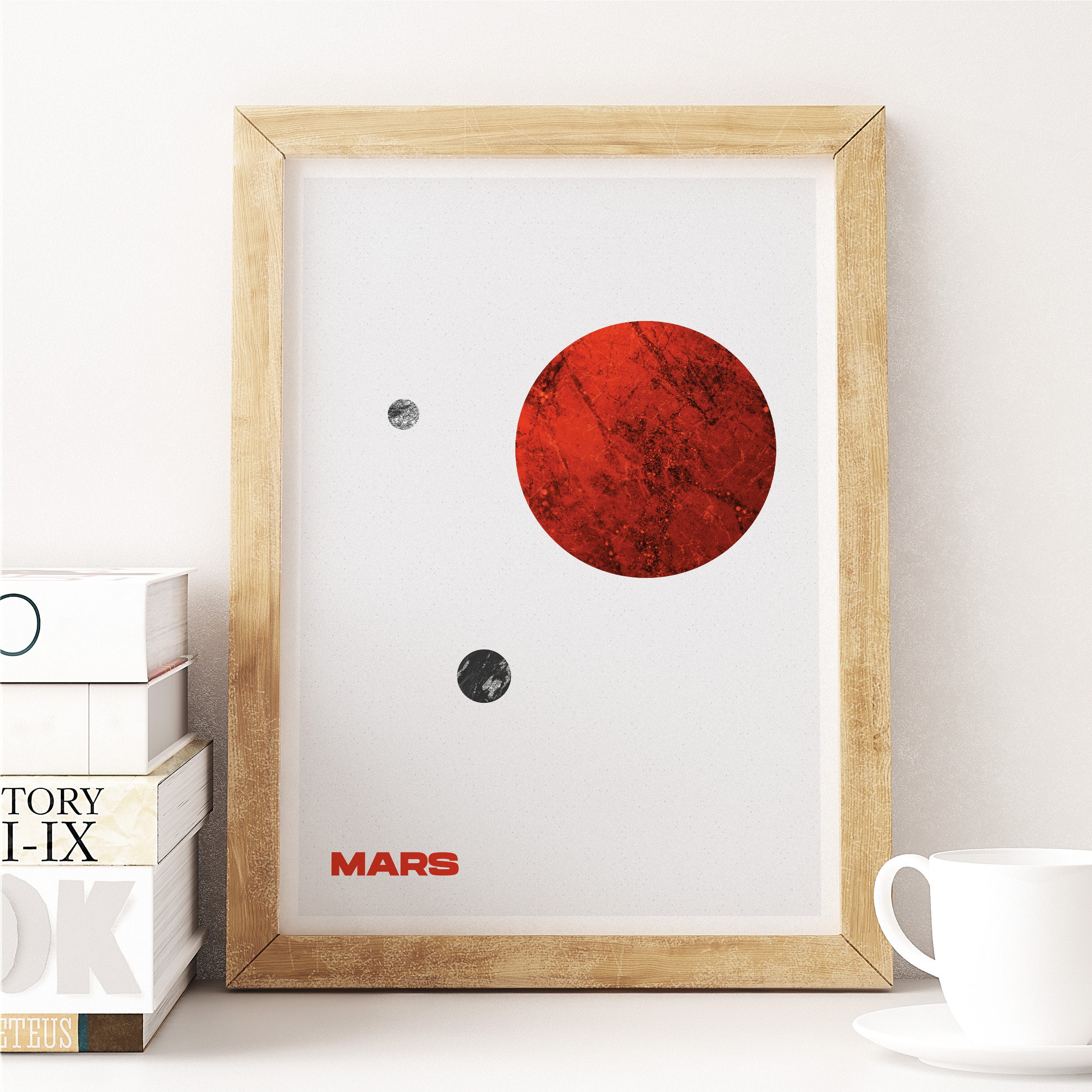 Mars Poster With Marble Texture Solar System Print Planet | Etsy
