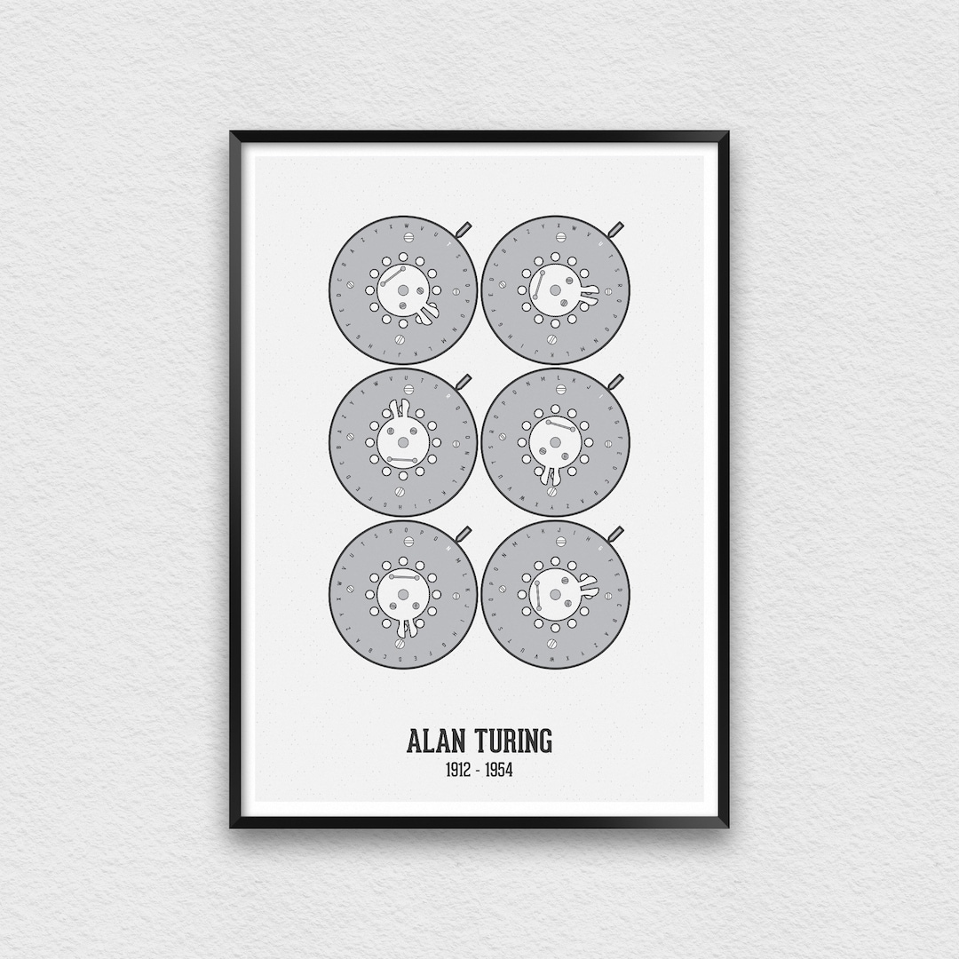 Alan Turing Machine Print, Geek Wall Art, Programmer Gift Idea, Turing ...