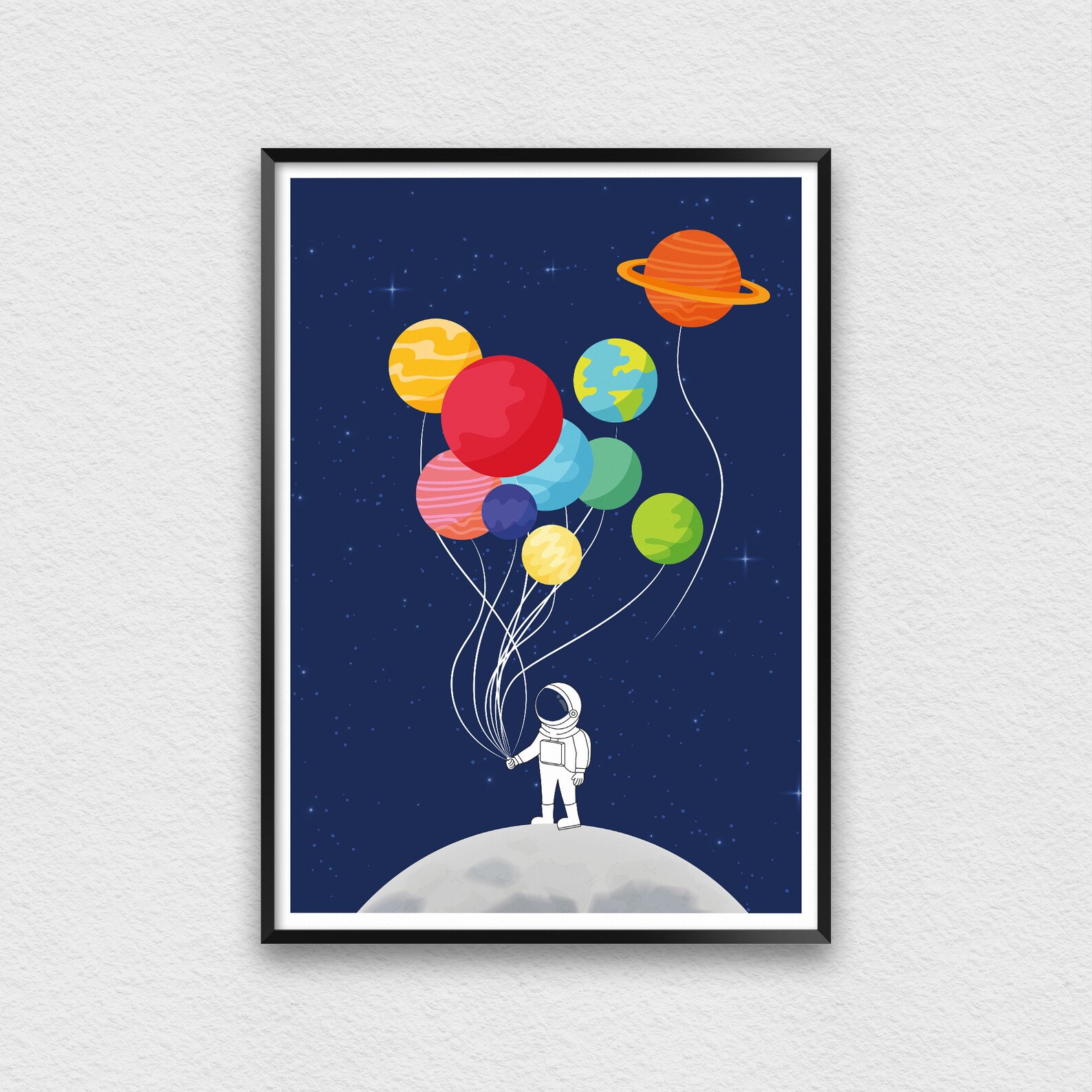 Solar System Poster With Astronaut Boy Space Themed Nursery - Etsy