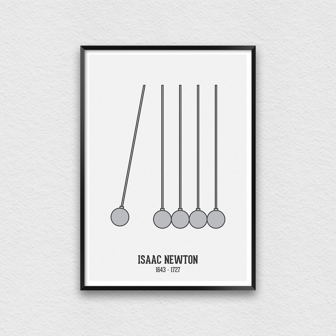 Isaac Newton Poster, Newton's Cradle Print, Gravity Print, Isaac Newton ...