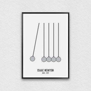 Isaac Newton Poster, Newton's Cradle Print, Gravity Print, Isaac Newton ...