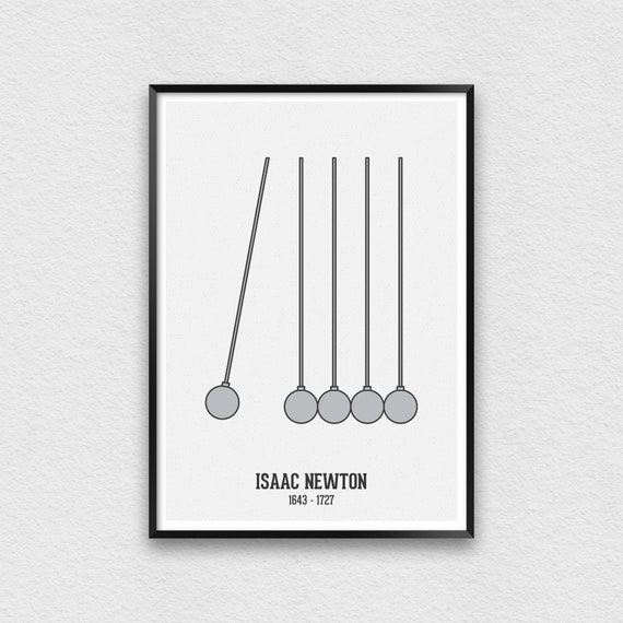 Newton Science Isaac Newton Poster, Newton's Cradle Print, Gravity