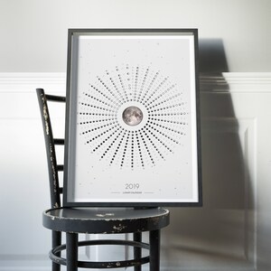 Lunar Calendar 2019 Phases of Moon Print Moon Chart - Etsy