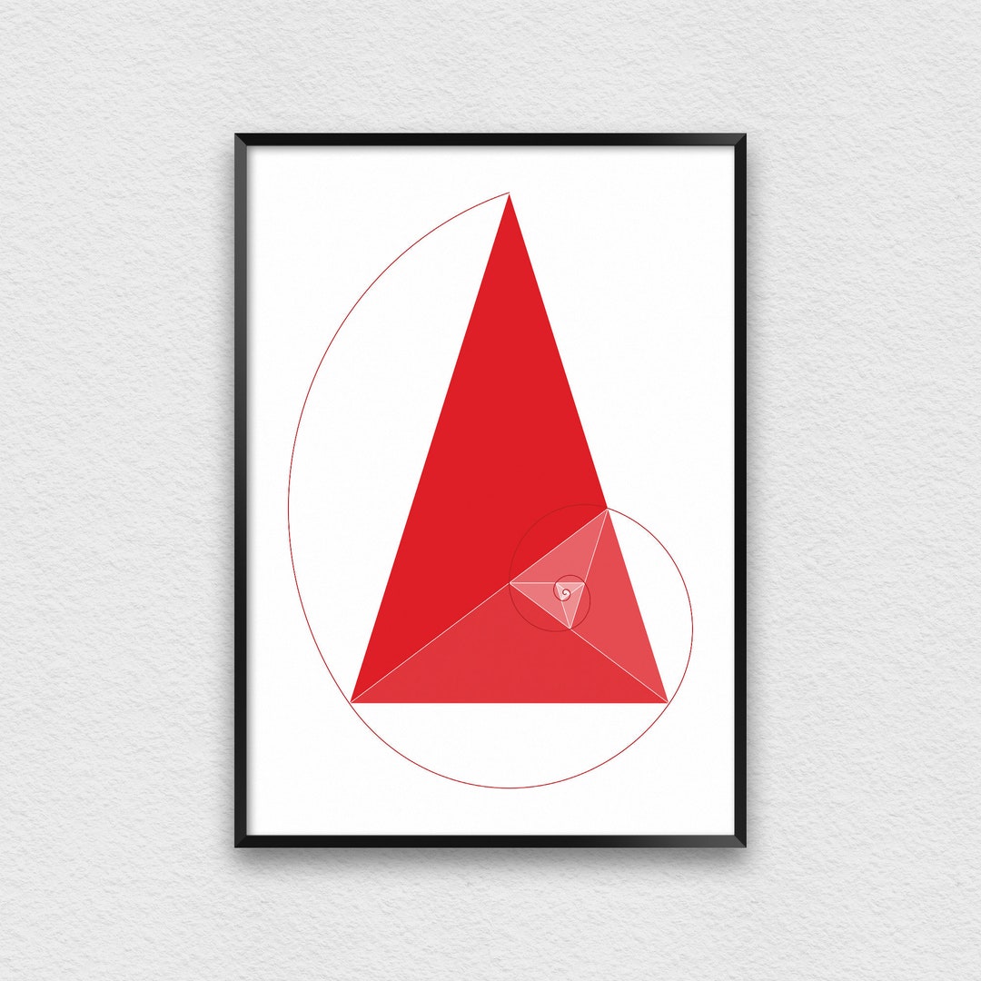 Fibonacci Triangle Print, Golden Ratio Poster, Golden Ratio Spiral Wall ...