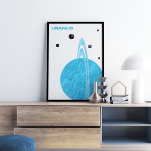 Uranus Wall Art Print, Marble Planets Poster Series, Solar System ...