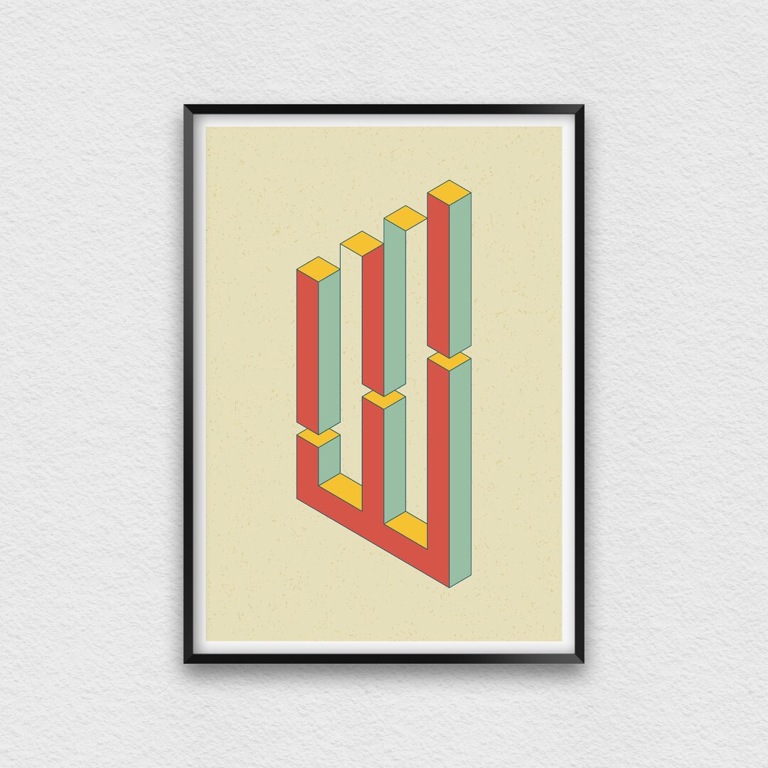 Impossible Columns Print, Optical Illusion Art, Impossible Shapes ...