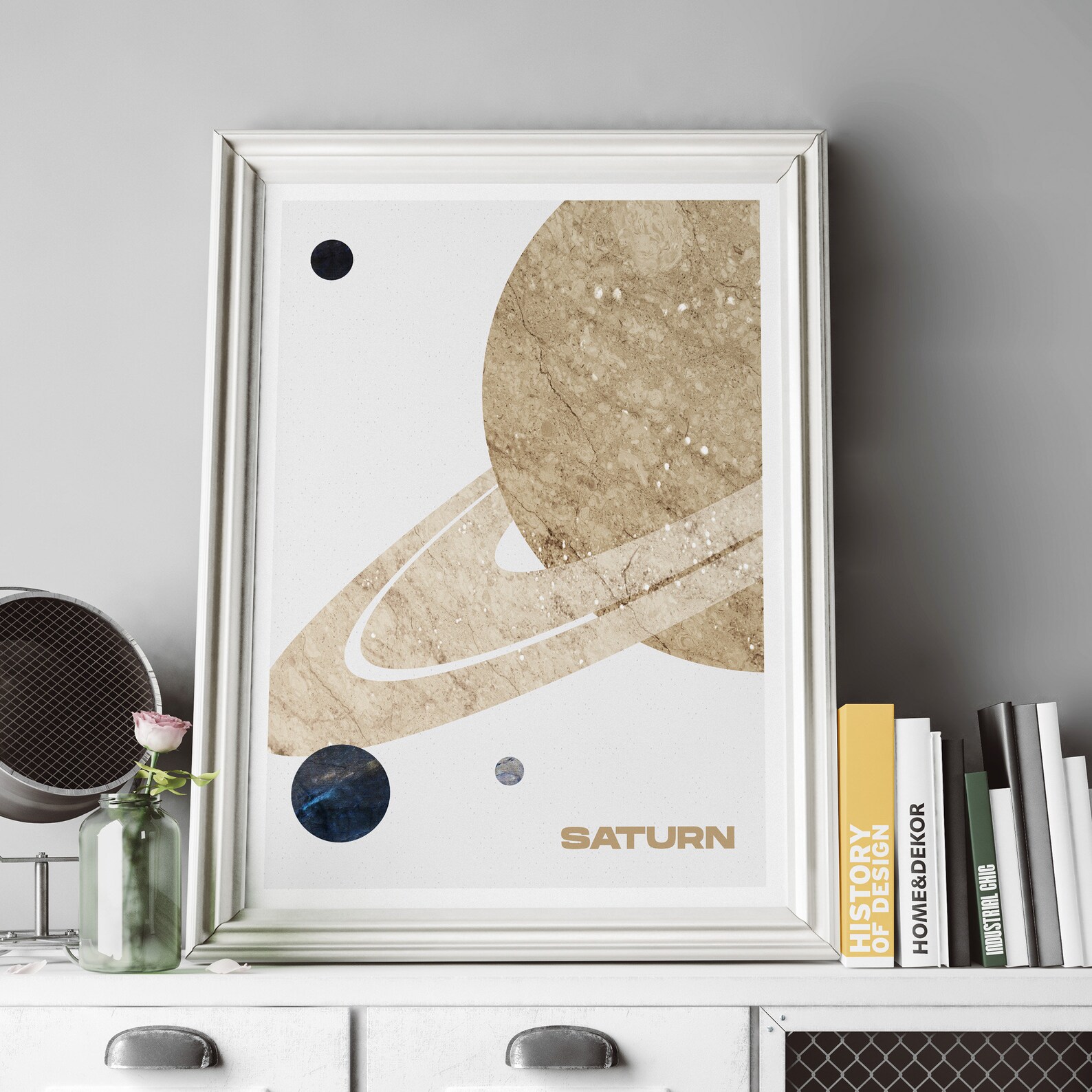 Saturn Poster With Marble Textures Planets Poster Series | Etsy
