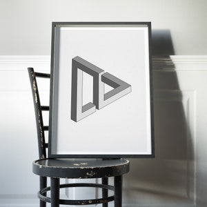 Impossible Triangle Print, Comic Style Penrose Triangle Poster, Sacred ...