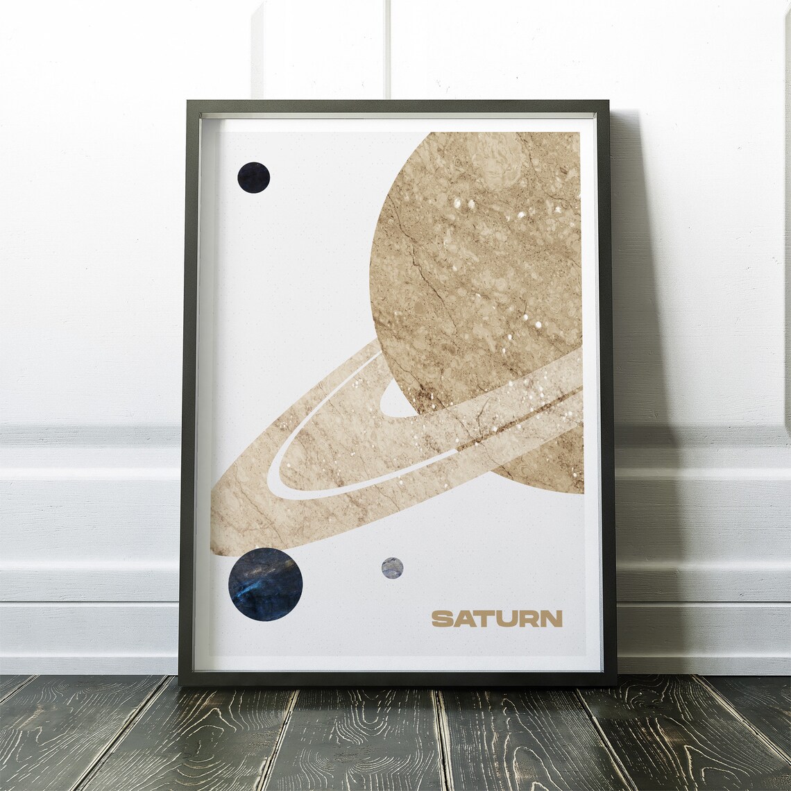 Saturn Poster With Marble Textures Planets Poster Series | Etsy