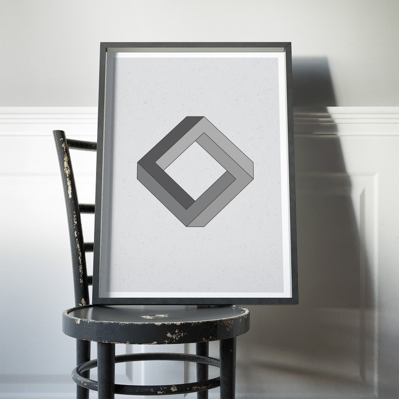 Monochrome Penrose Square Print Optical Illusion Print - Etsy