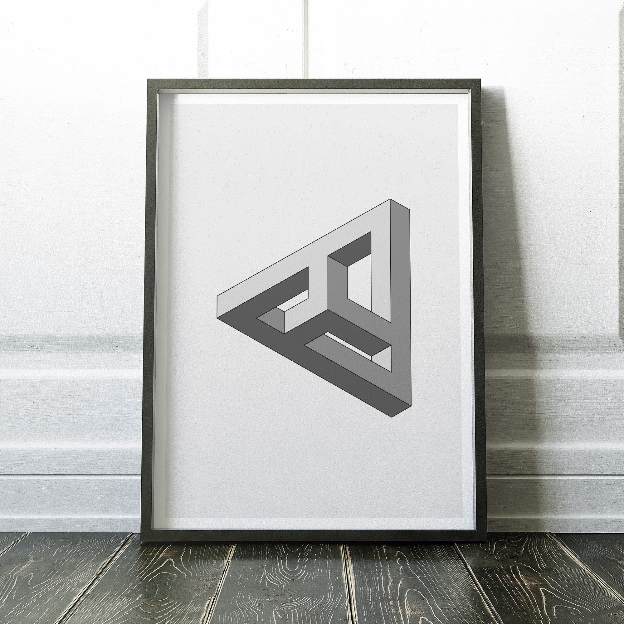 Optical Illusion Wall Art Retro Style Penrose Triangle Print - Etsy
