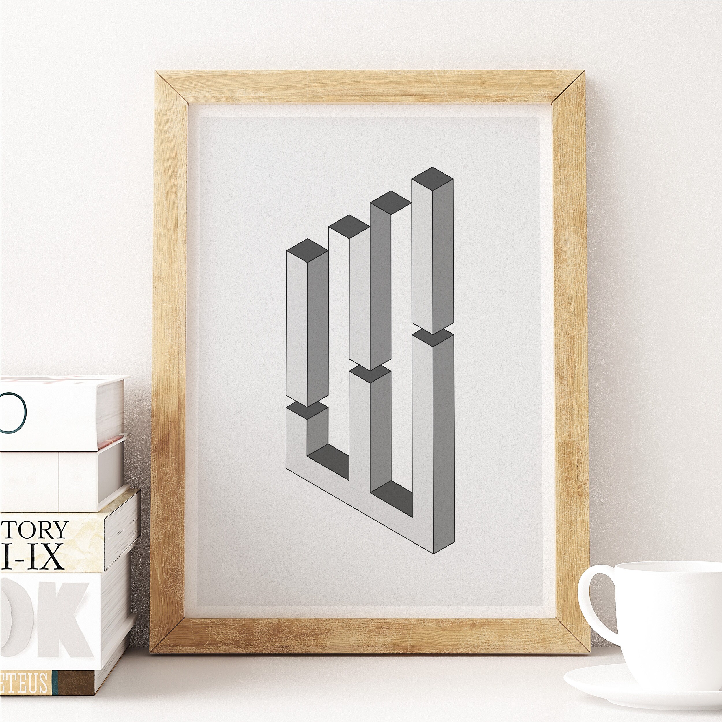 Impossible Columns Print Optical Illusion Art Impossible - Etsy