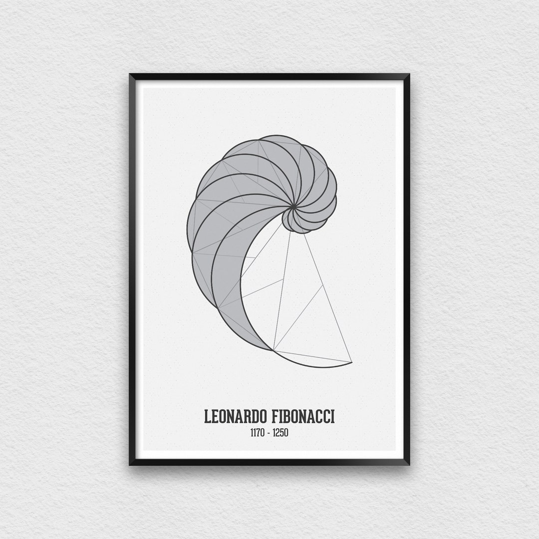 Fibonacci Spiral Wall Art, Mathematics Poster, Fibonacci Poster ...