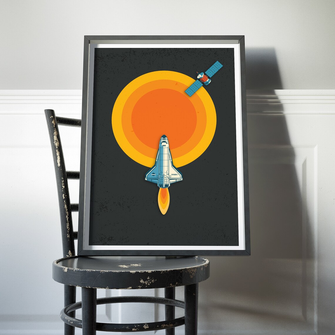 Space Poster Outer Space Print Minimalist Satellite Print | Etsy