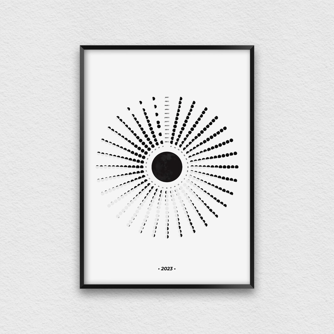 2023 Moon Calendar on a Circular Layout Single Page Large - Etsy