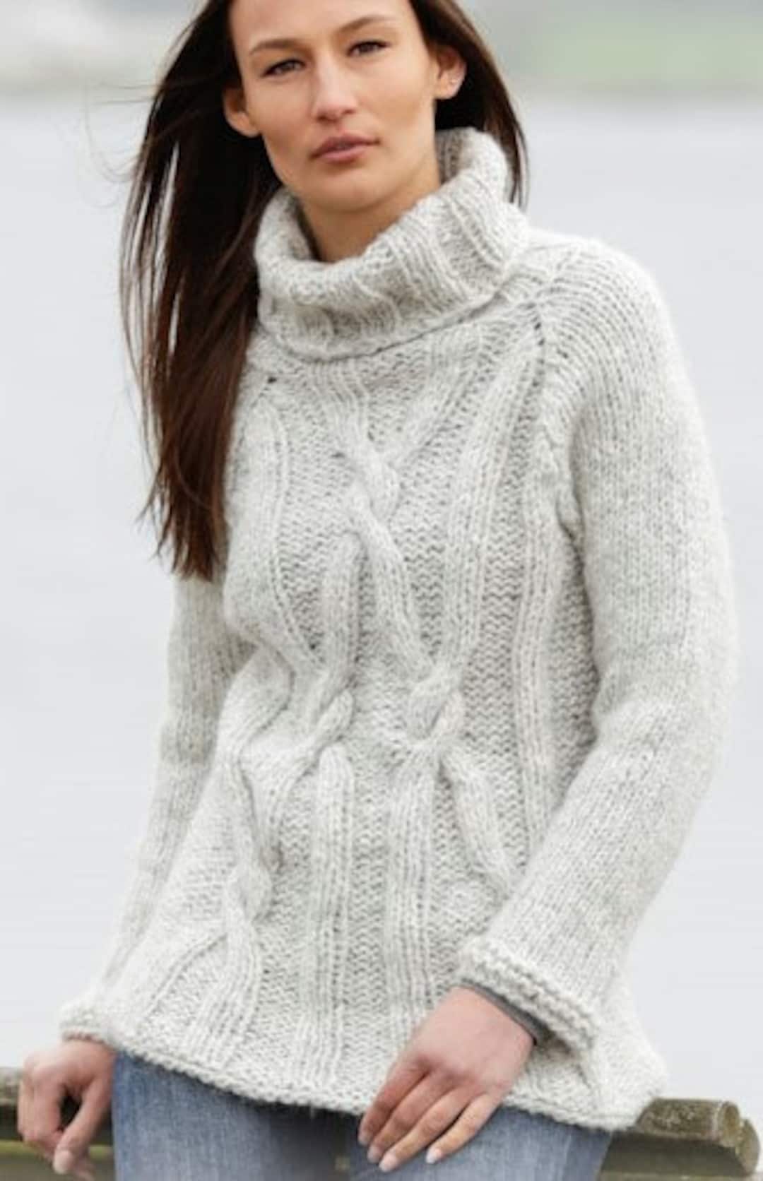 Hand Knitted Jumper, Alpaca, Chunly Knit, High Neck, Long Sleede Hand ...