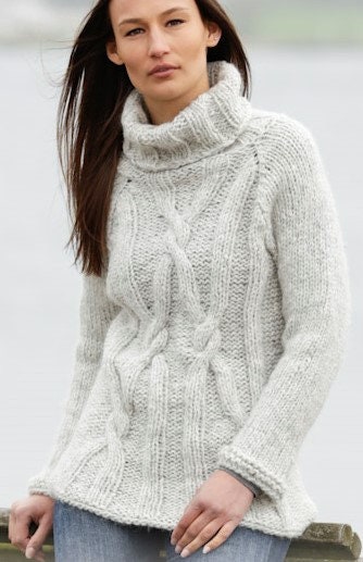 Hand Knitted Jumper, Alpaca, Chunly Knit, High Neck, Long Sleede Hand ...