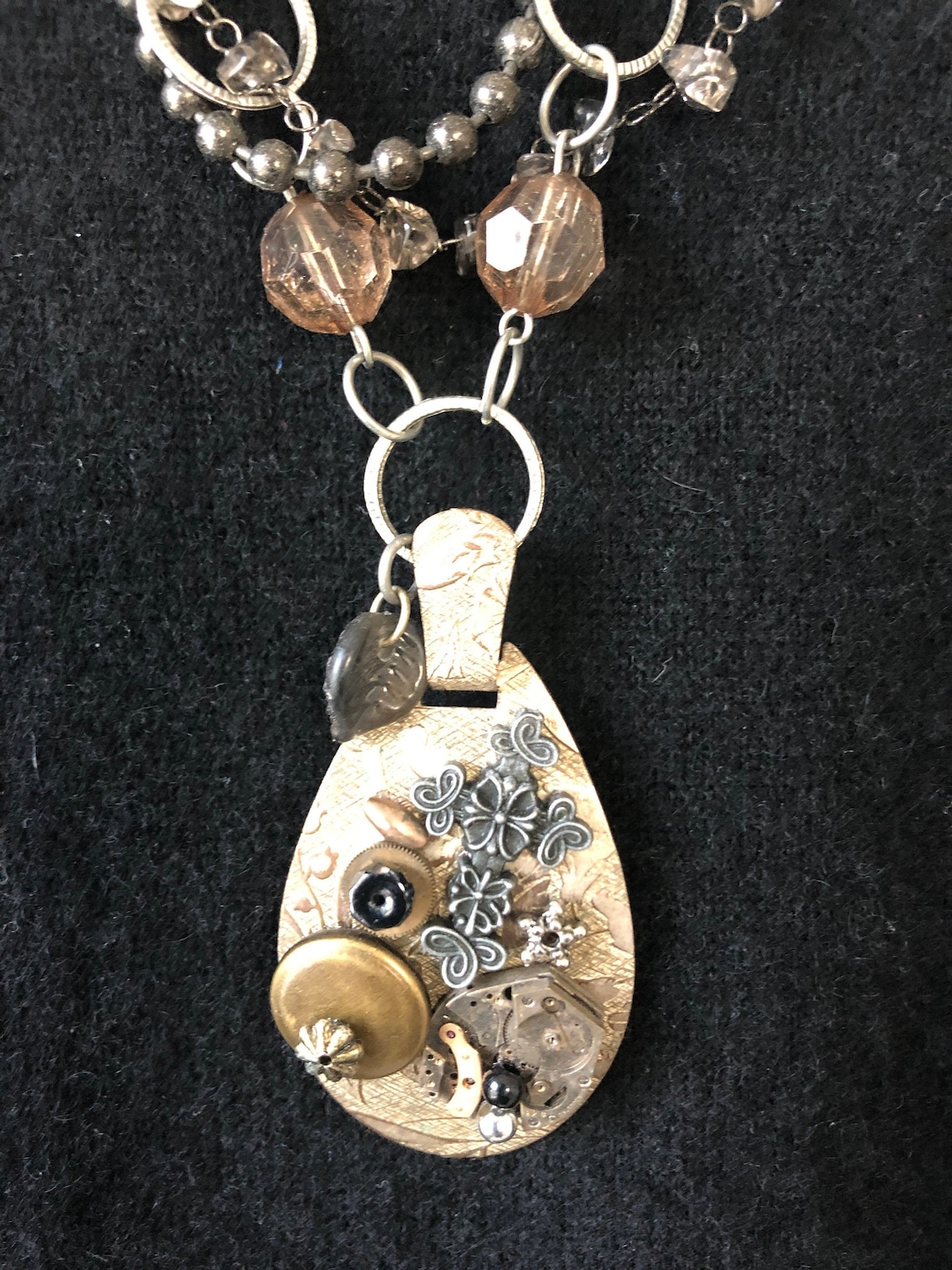 Cross and Shadow. Multi-layer 20" Chain Necklace, Pendant is Tarnished ...