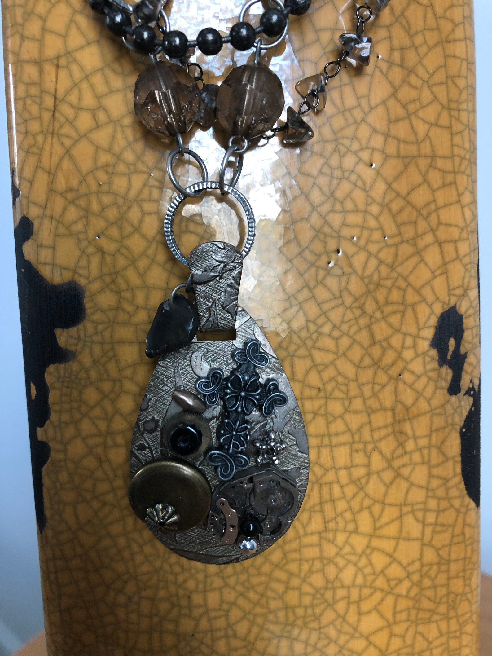 Cross and Shadow. Multi-layer 20" Chain Necklace, Pendant is Tarnished ...