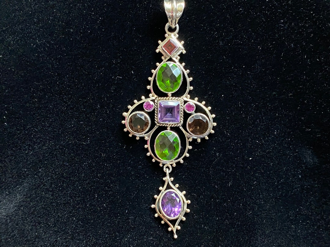 Nicky Butler Sterling Silver Green Period Amethyst Topaz Garnet ...