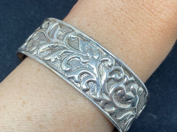 Vintage Silpada Sterling Silver Floral Cuff Bracelet - Gem