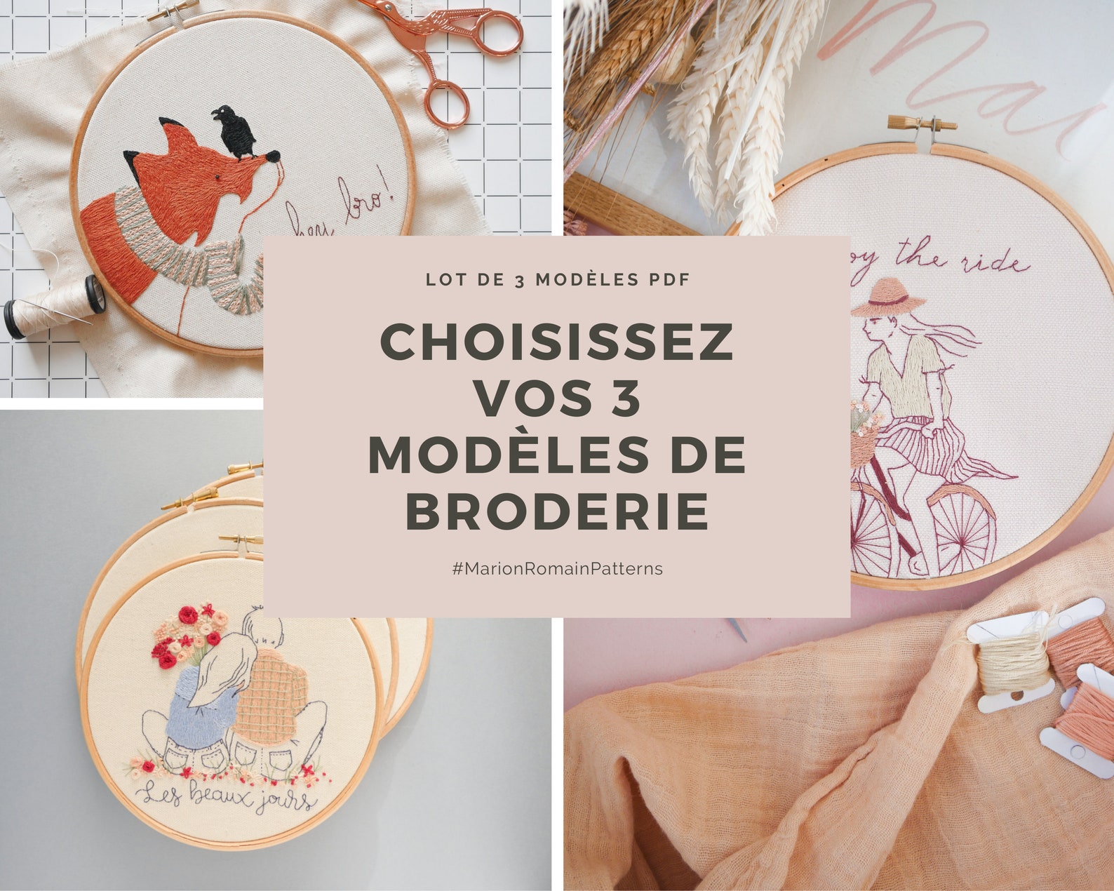 3 modèles de broderie au choix (modèles PDF à télécharger) - Etsy France