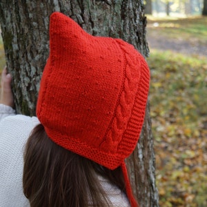Red Riding Hood Hat. Knitted Pixie Bonnet.baby/toddler/child/teens ...