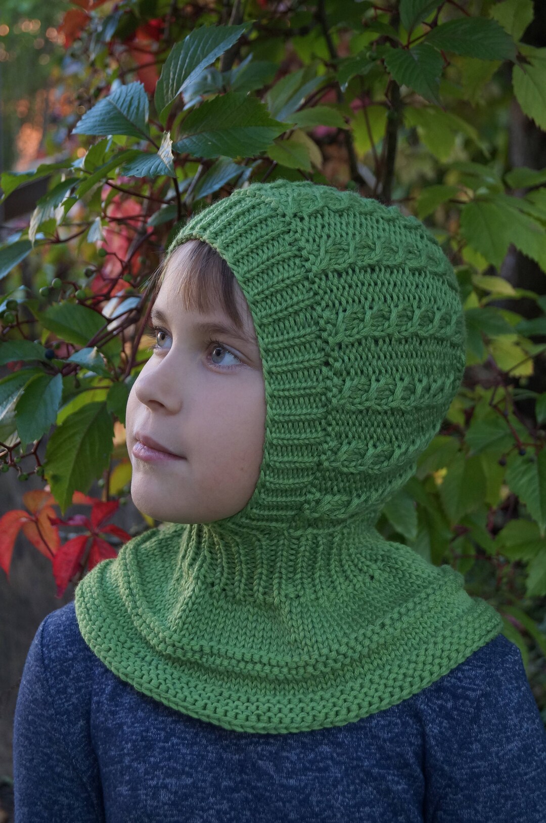 Grüne Merinowolle Kinder Balaclava: Kinder Kapuzenmütze, Halswärmer ...
