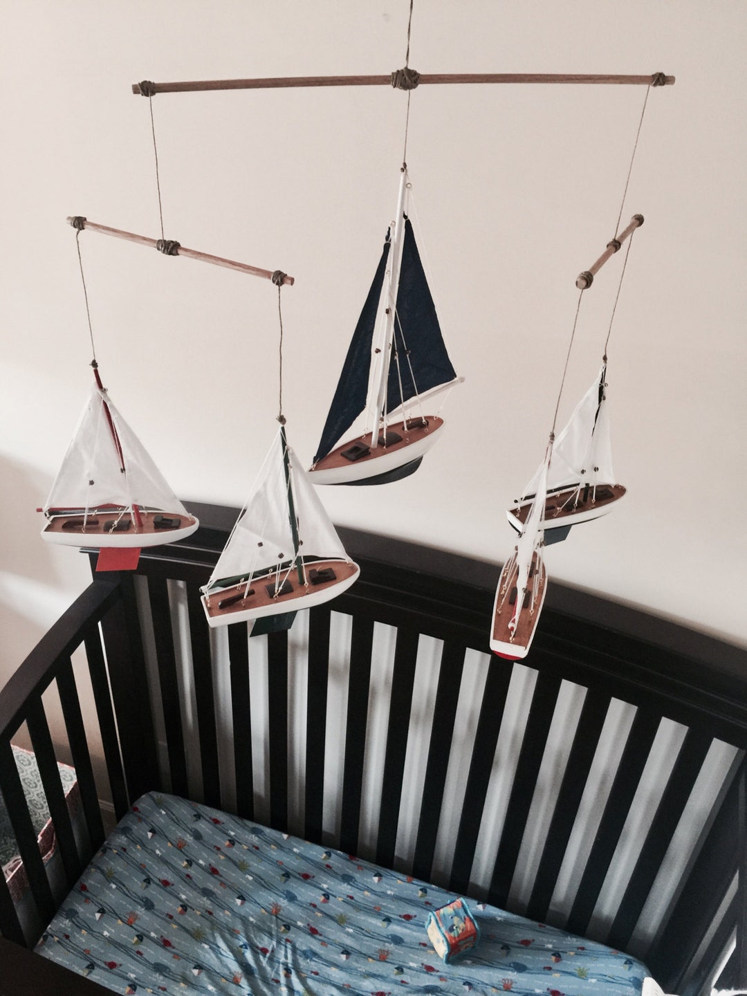 Sailboat Mobile; Wooden Nursery Mobile With Boats - Etsy